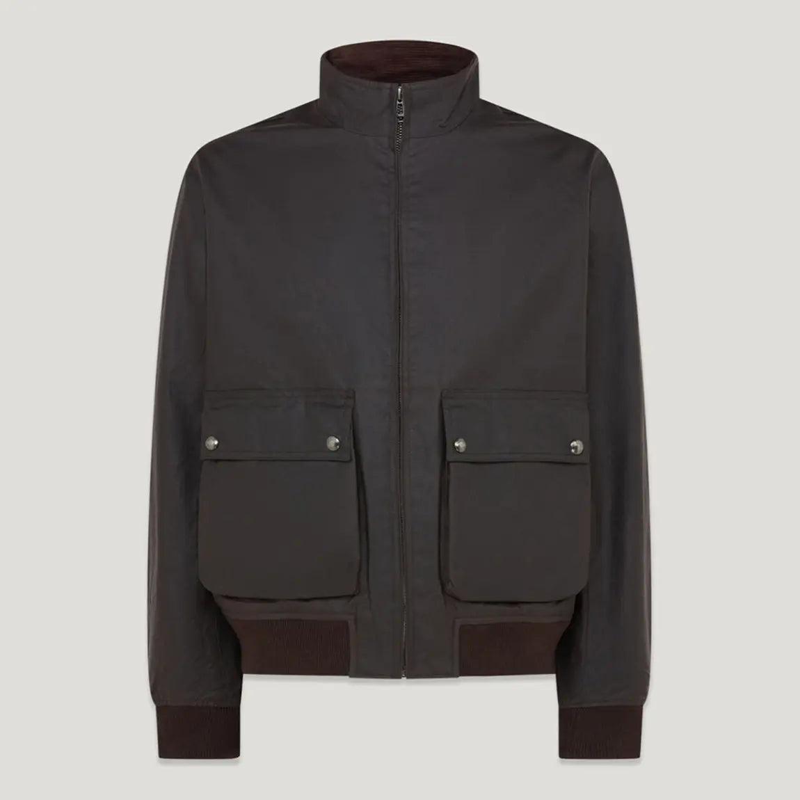 BELSTAFF BASE WAXED COTTON BOMBER JACKET DARK BROWN RRP £349 BNWT ...